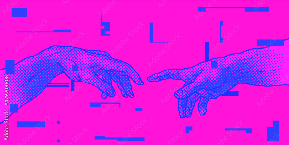 Vector hand drawn illustration from oh hands reaching for each other in ...