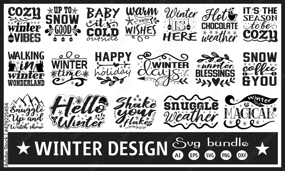 winter svg bundle Stock Vector | Adobe Stock