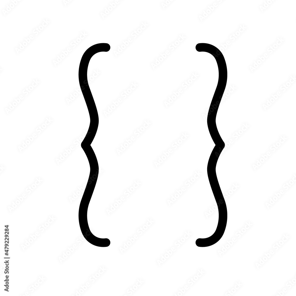 Curly brackets punctuation mark, hand drawn symbol, typography vector ...