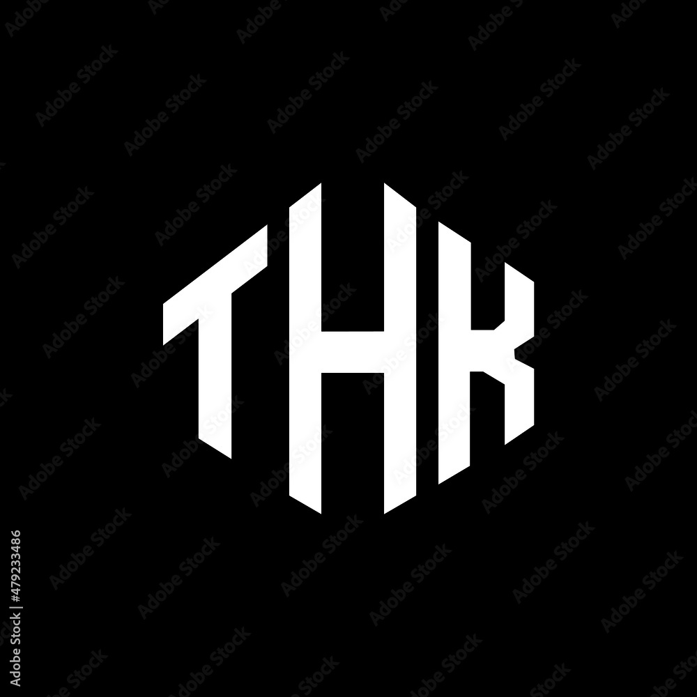 THK letter logo design with polygon shape. THK polygon and cube shape ...