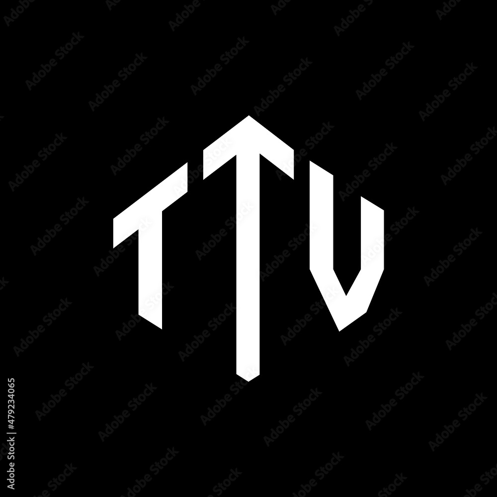 TTV letter logo design with polygon shape. TTV polygon and cube shape ...