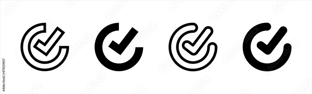 Checkmark icon set, Tick or check mark symbol vector illustration ...