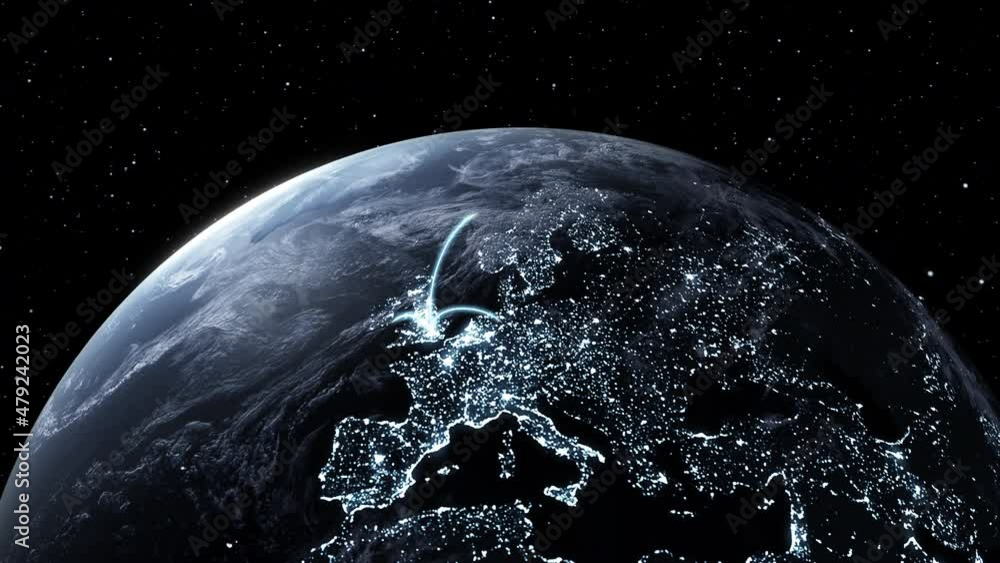 Global network and internet connection in orbital earth globe animation ...
