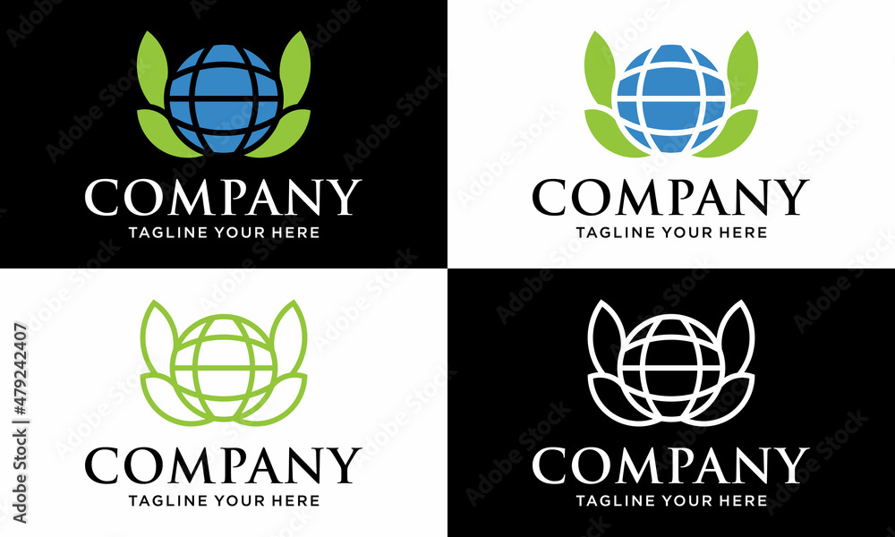 Vector combination of earth and leaf logo. Planet and eco symbol or ...