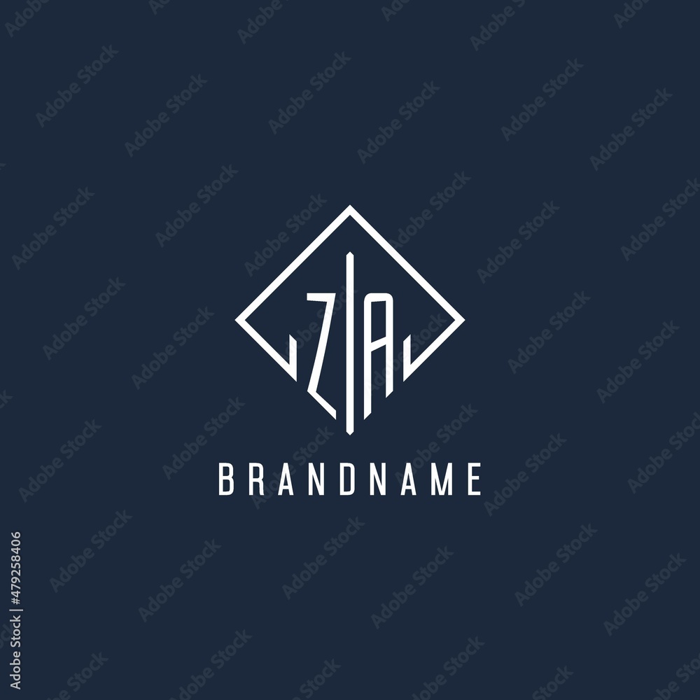 ZA initial logo with luxury rectangle style design Stock Vector | Adobe ...