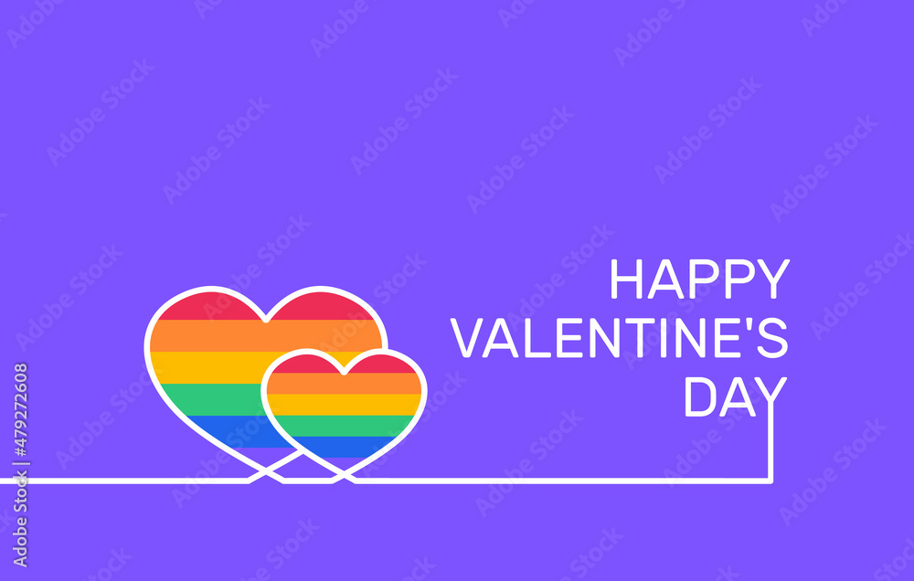 happy valentines day lgbt pride community purple banner design in ...