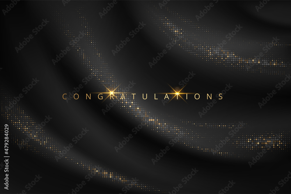 Congratulations golden award on black silk background Stock Vector ...