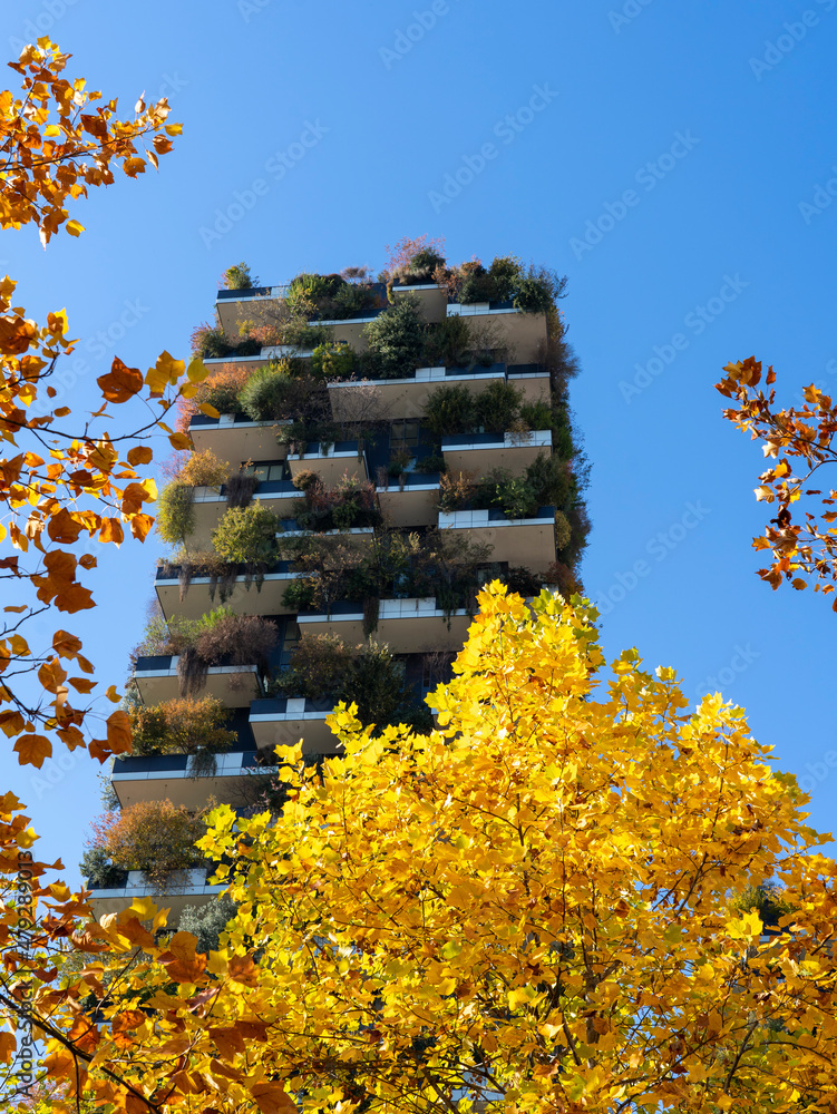 Milano, Italy. Bosco Verticale, view at the modern and ecological ...
