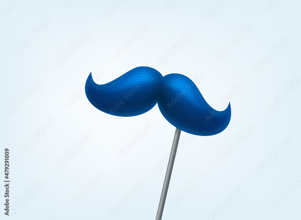 Blue moustache on a stick. 3D vector illustration Stock Vector | Adobe ...