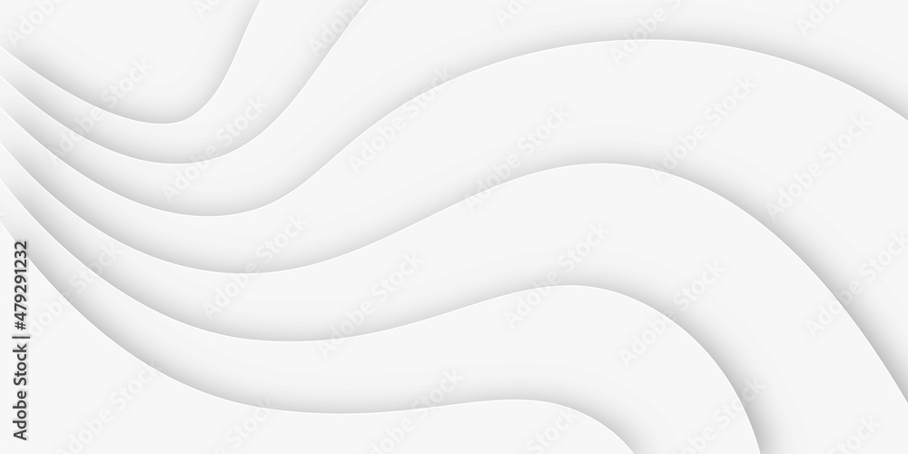 Vector abstract white paper cut banner. Geometric layered curve line ...