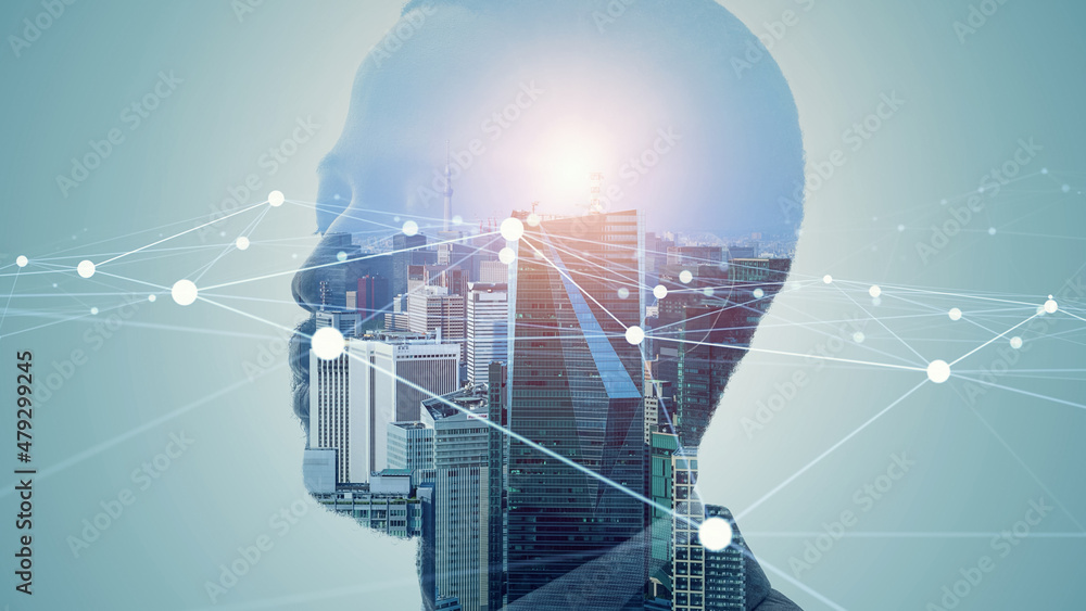 AI (Artificial Intelligence) concept. Deep learning. Digital ...