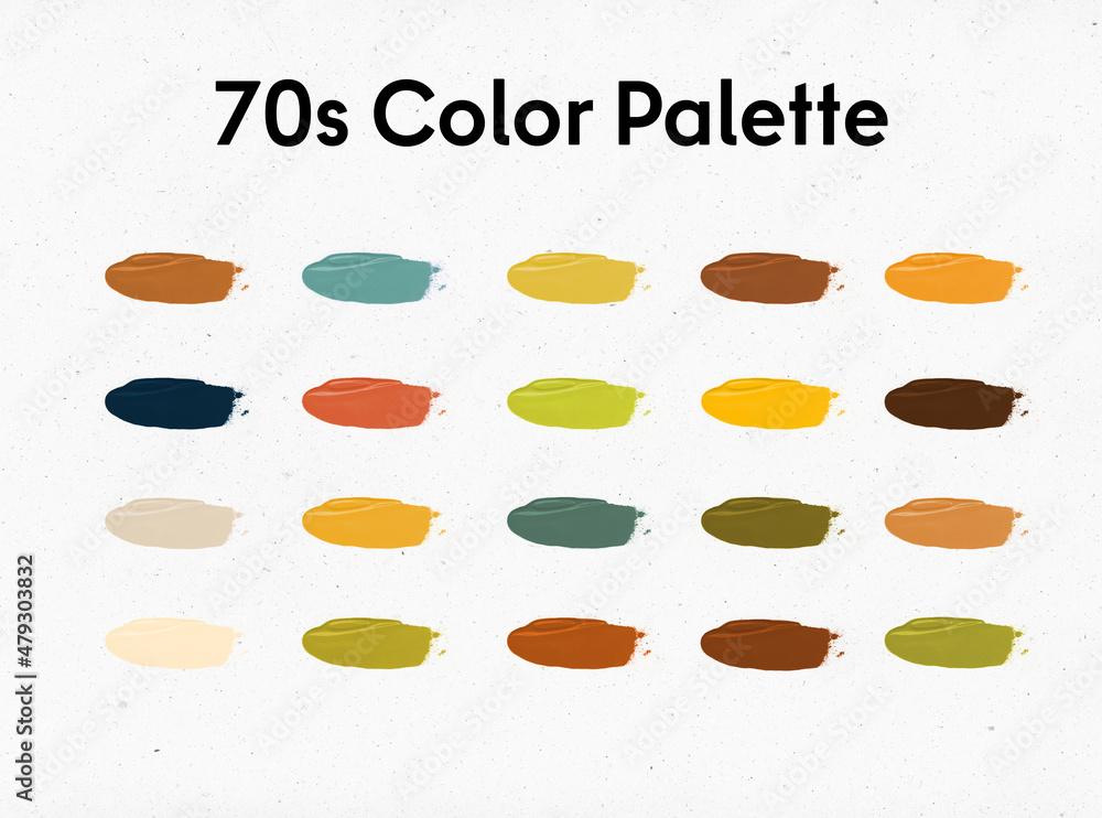 Retro1970s - inspired vintage color palettes, collection of 20 swatches ...