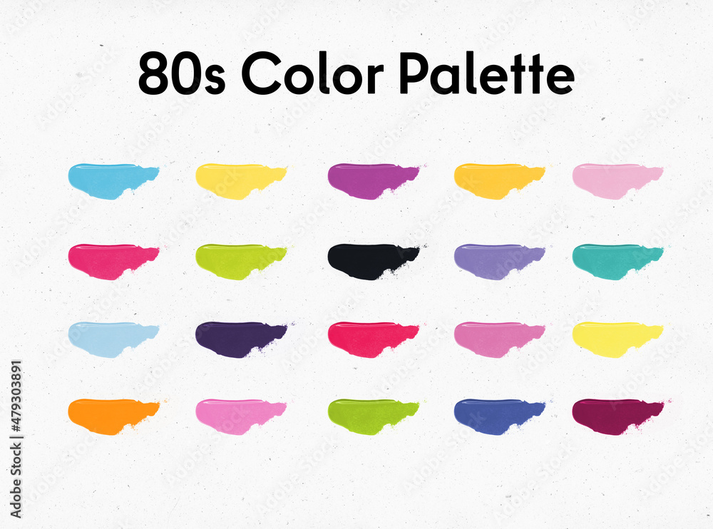 Retro1980s - inspired vintage color palettes, collection of 20 swatches ...