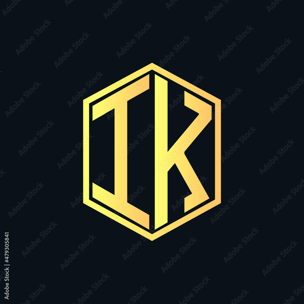 IK letter logo design on black background.IK creative initials letter ...