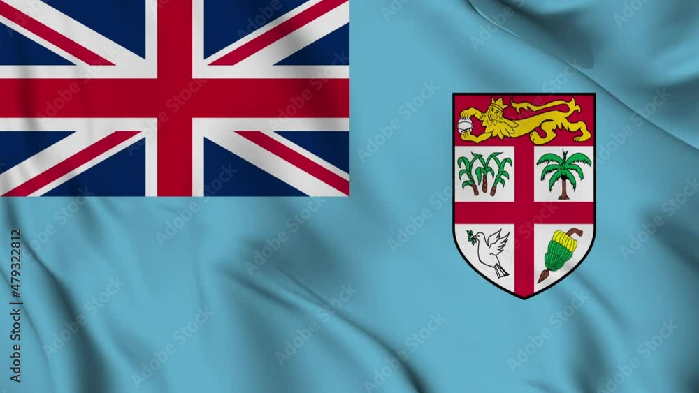 Fiji flag seamless closeup waving animation. Sign of Fijian seamless ...