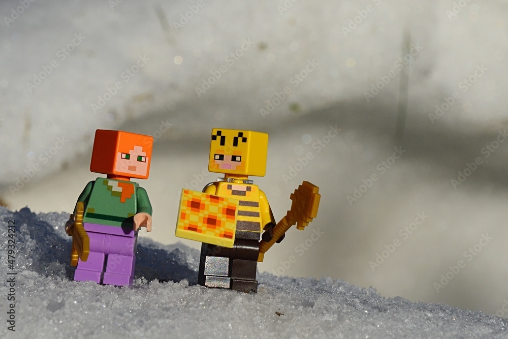 Fotografia do Stock: LEGO Minecraft Alex with golden sword and ...