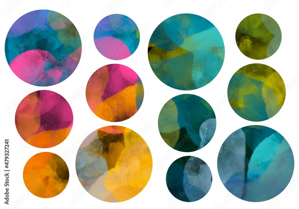 Coloured set with circle dots for cards and linens and kids and ...
