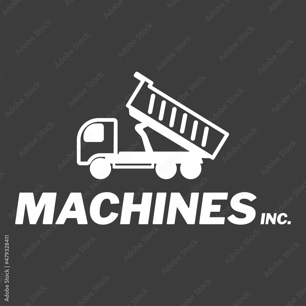 Line logo construction truck machine white Stock Vector | Adobe Stock