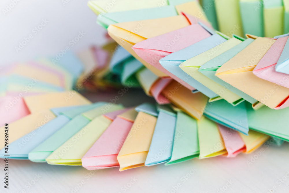 Origami background, parametric round structures of colorful paper Stock ...