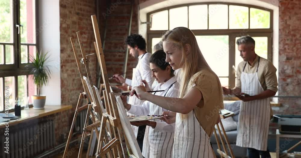 Painting class. People of diverse age gender racial ethnic groups ...
