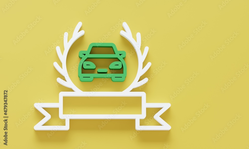 car award minimal icon Symbol in 3D rendering isolated on mustard ...