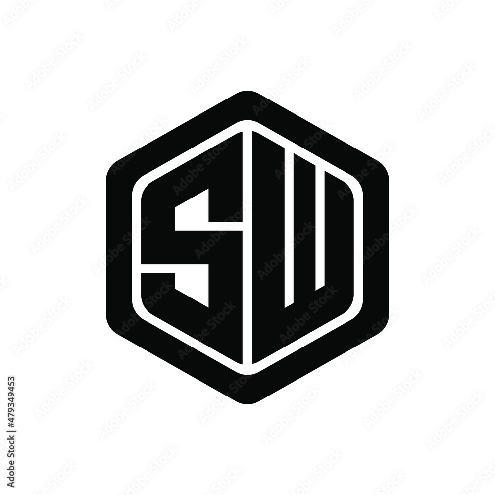SW letter logo design emblem vector icon, emblem with white background ...