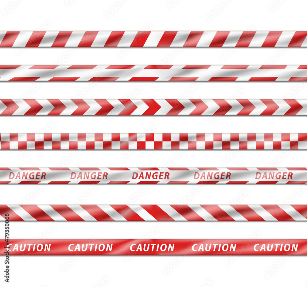 3d realistic icon. 3d realistic icon. Collection of red danger ribbon ...