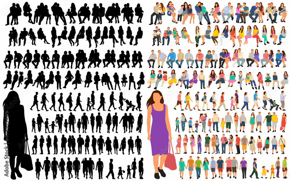 people set, silhouette collection, isolated Stock Vector | Adobe Stock