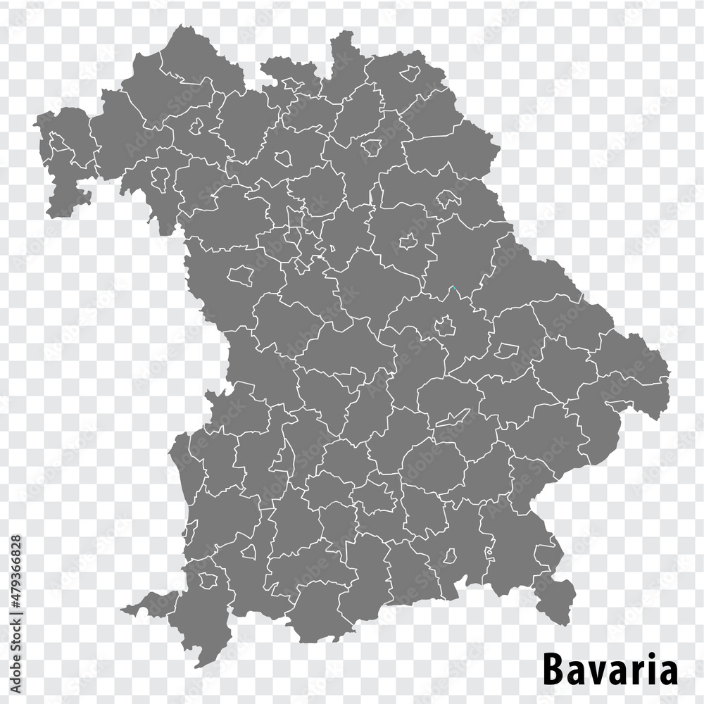 Map Free State of Bavaria on transparent background. Bavaria map with ...
