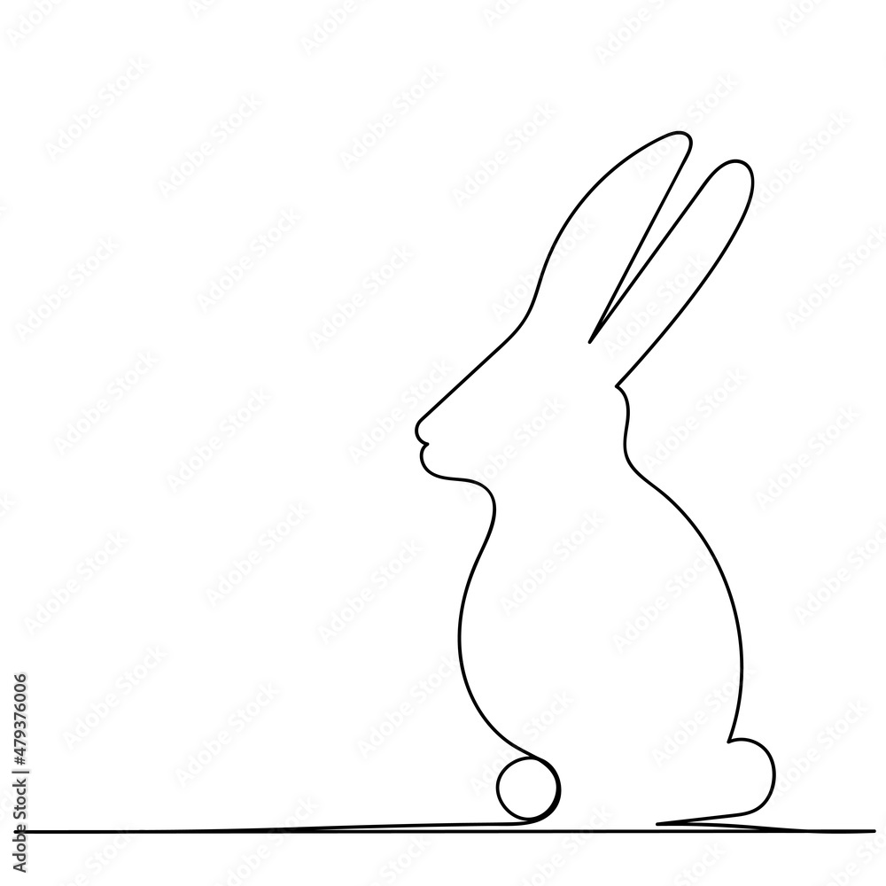 Continuous line drawing. Rabbit . Hand drawn vector illustration Stock ...