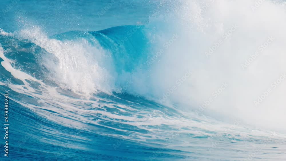 Ocean wave breaks at Sultans surf spot in Maldives. Tropical crystal ...