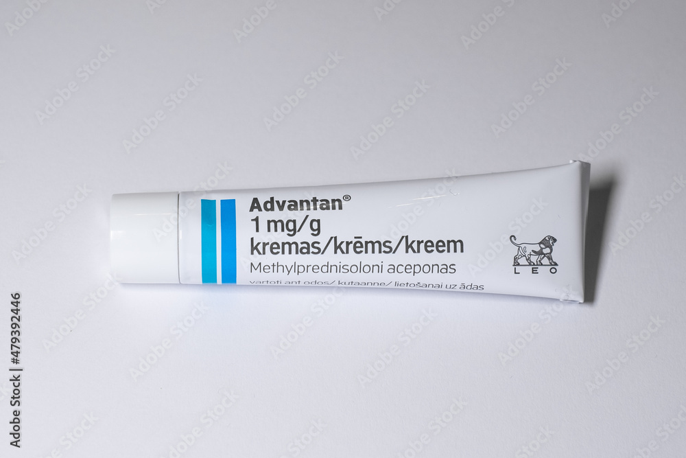 Tallinn, Estonia - 01.08.2022: Advantan Methylprednisolone aceponate ...