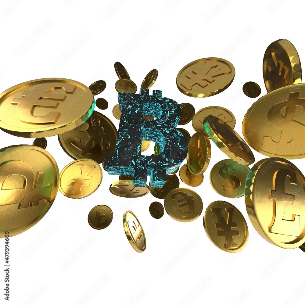 3d model of bitcoin in the form of a symbol of electronic currencies ...