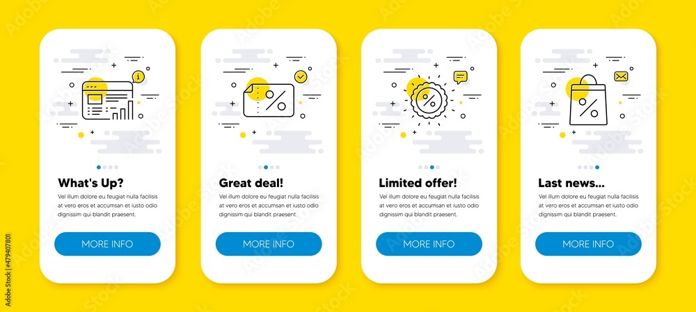 Vector set of Discount banner, Web report and Discount line icons set ...
