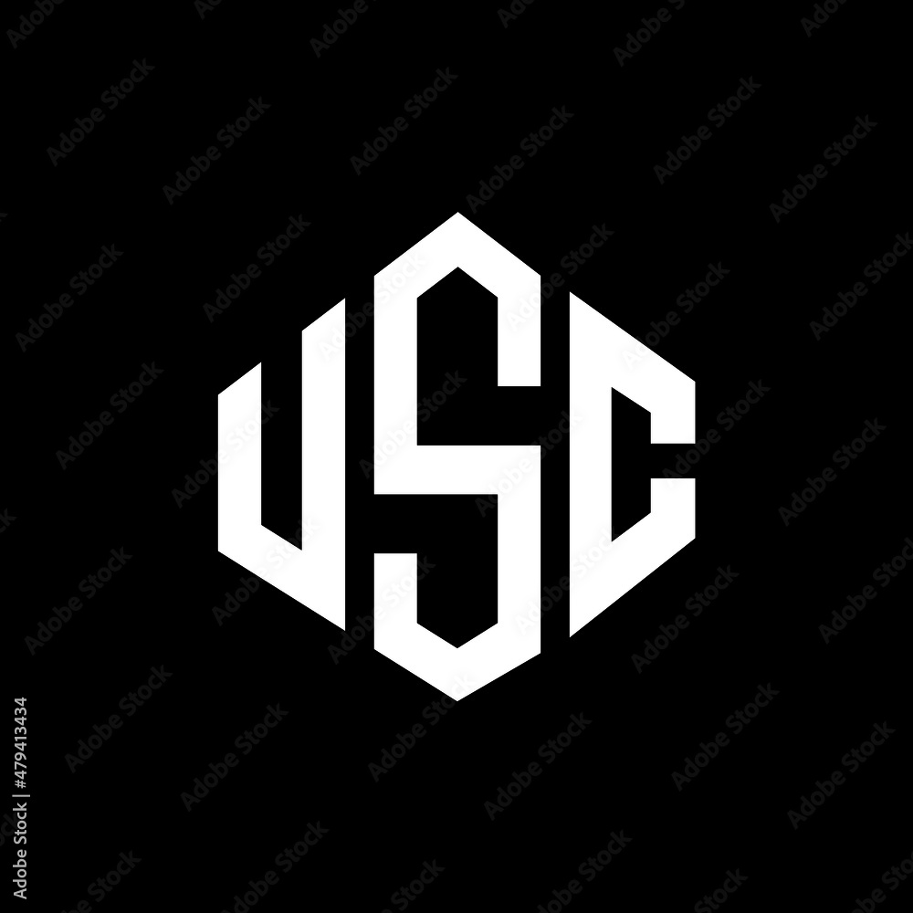 USC letter logo design with polygon shape. USC polygon and cube shape ...