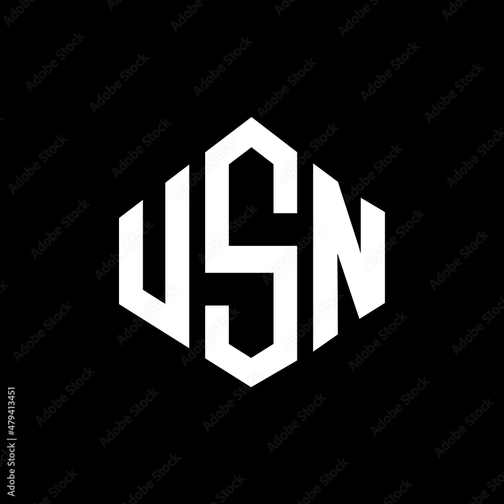 USN letter logo design with polygon shape. USN polygon and cube shape ...