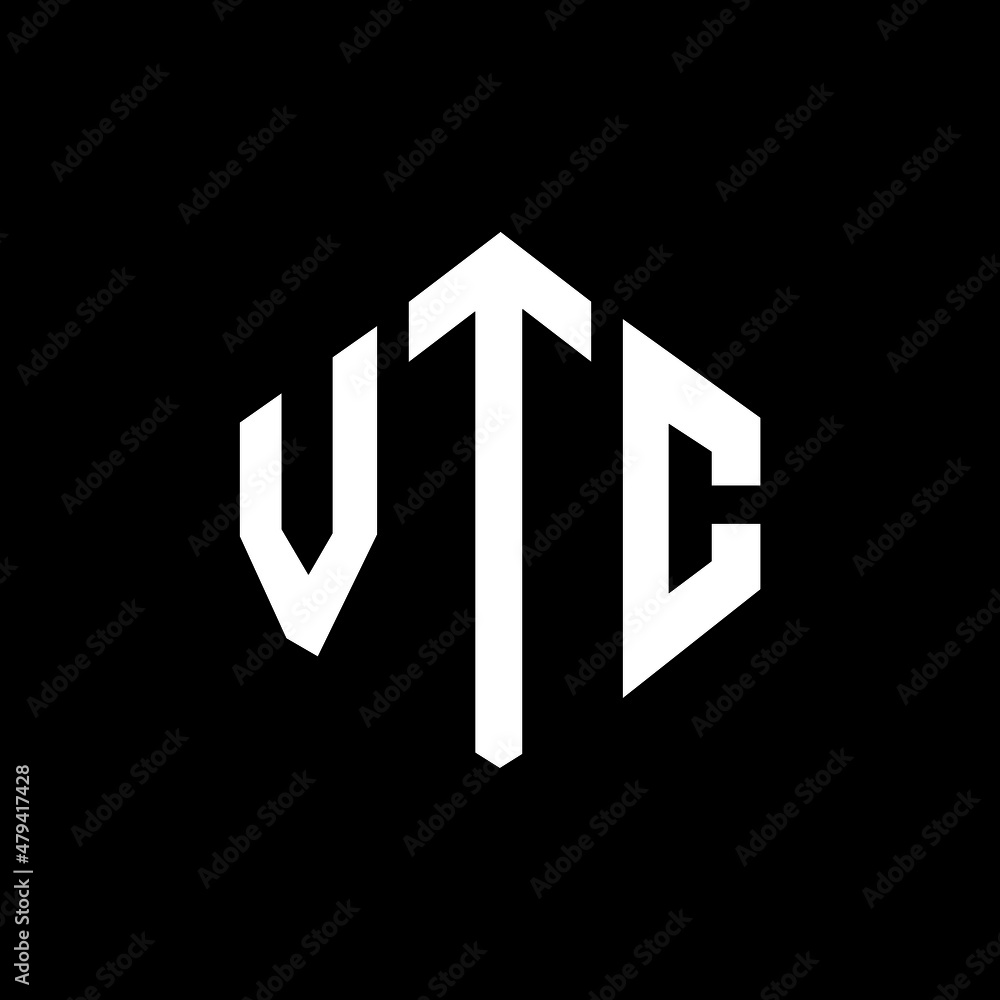 VTC letter logo design with polygon shape. VTC polygon and cube shape ...