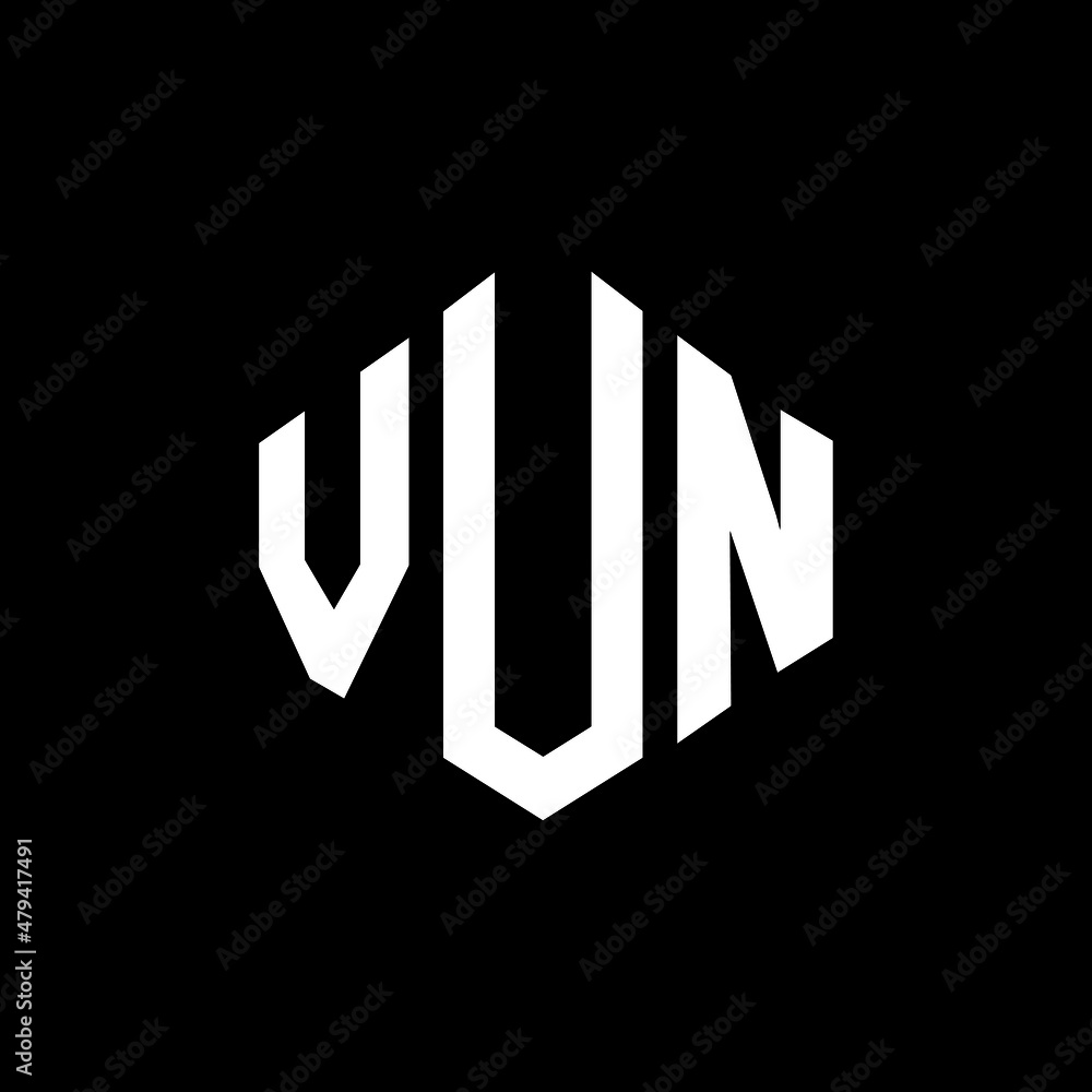 VUN letter logo design with polygon shape. VUN polygon and cube shape ...