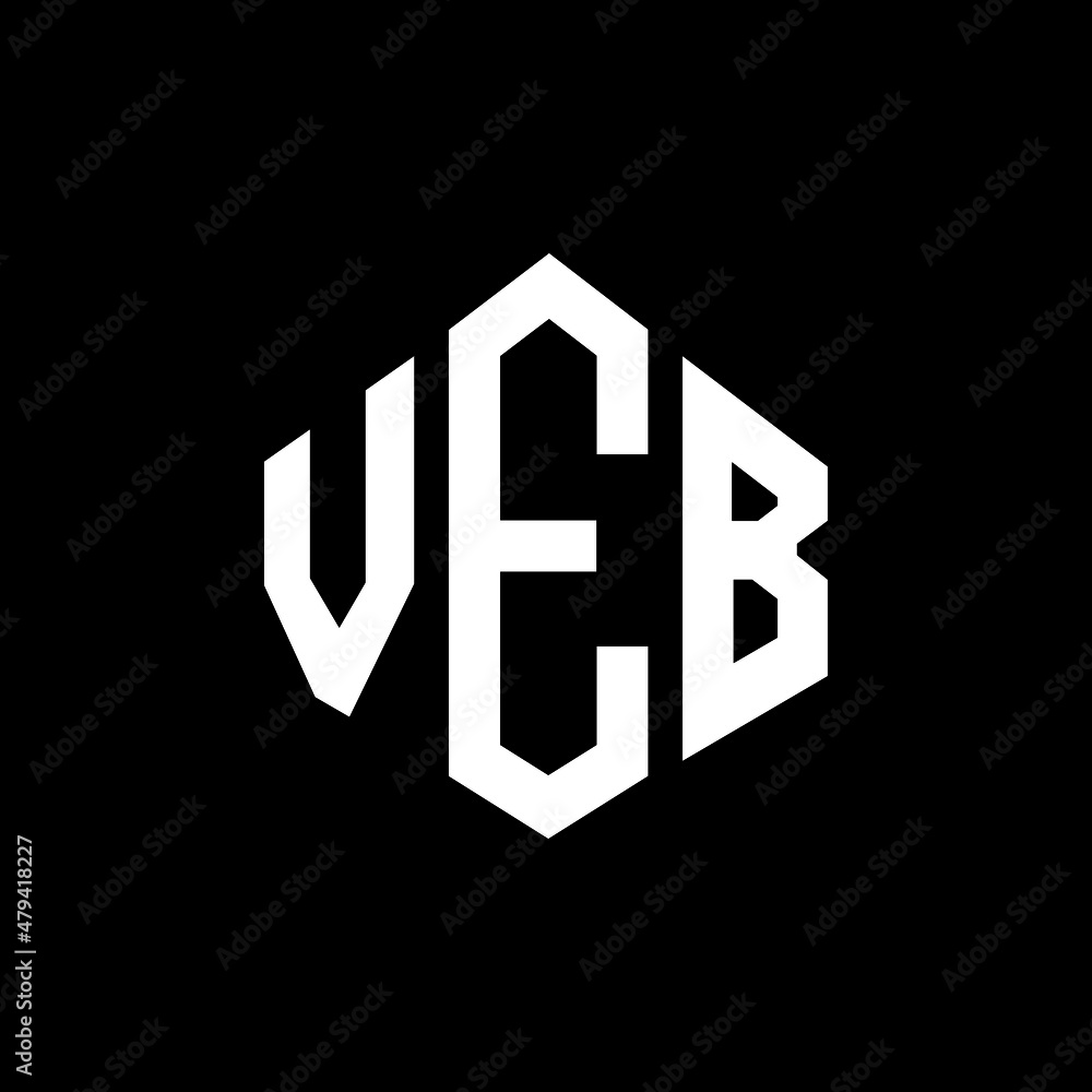 VEB letter logo design with polygon shape. VEB polygon and cube shape ...