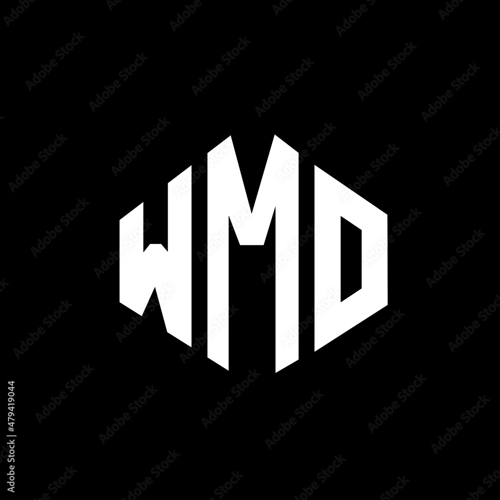 WMO letter logo design with polygon shape. WMO polygon and cube shape ...