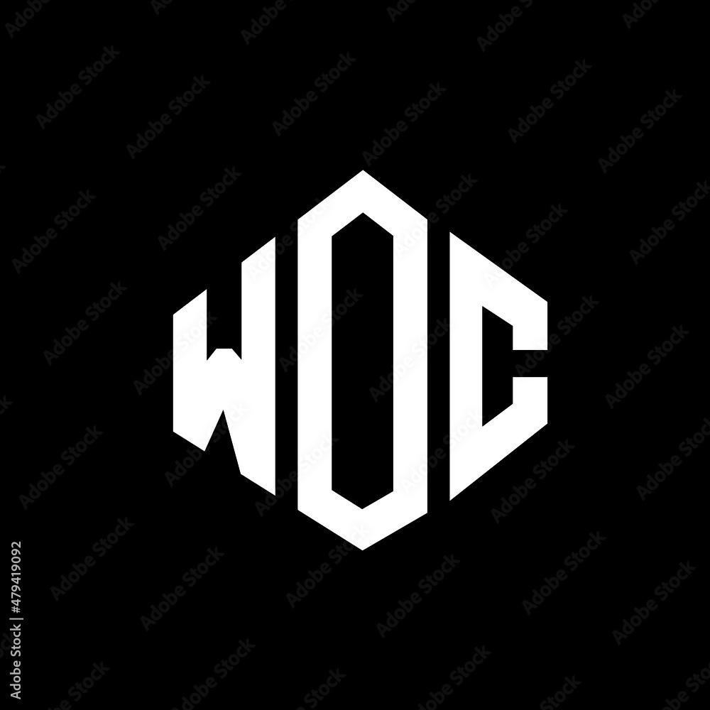 WOC letter logo design with polygon shape. WOC polygon and cube shape ...
