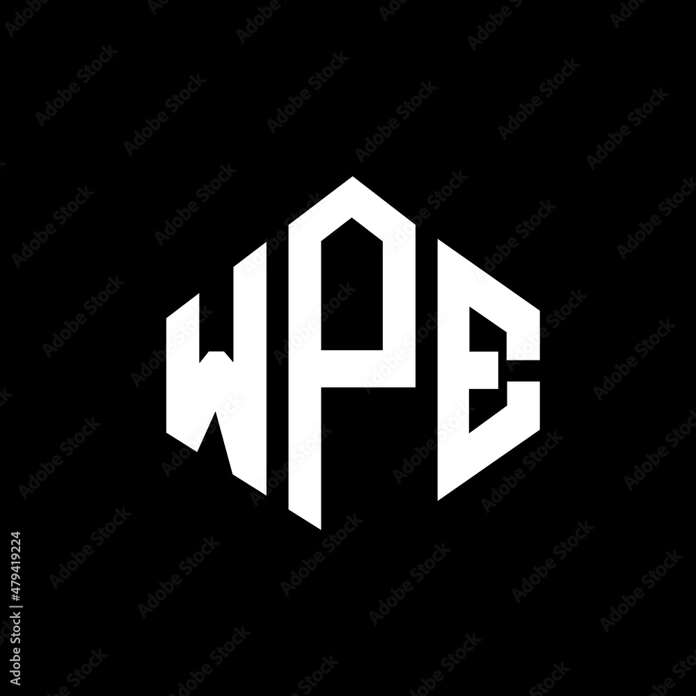 WPE letter logo design with polygon shape. WPE polygon and cube shape ...