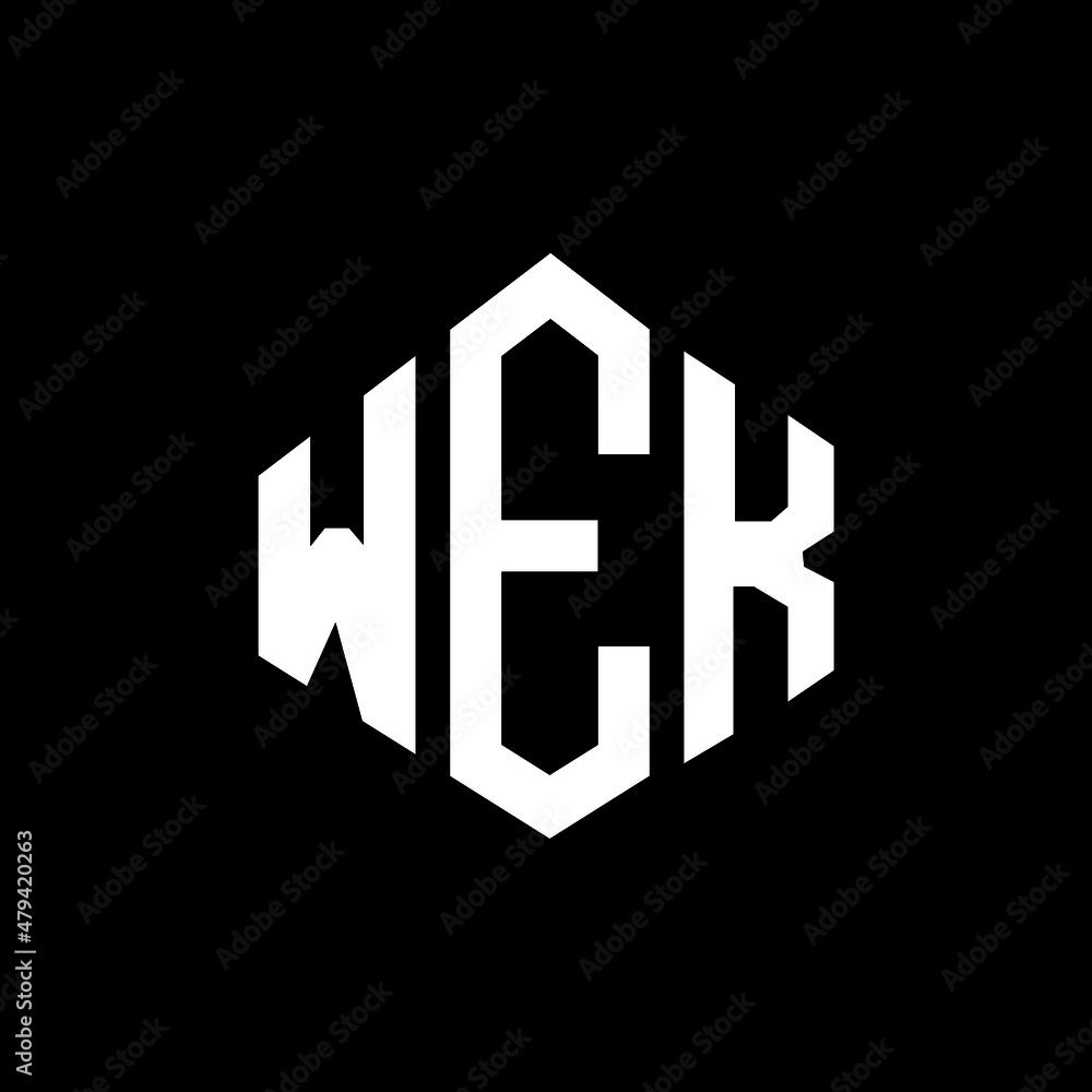 WEK letter logo design with polygon shape. WEK polygon and cube shape ...