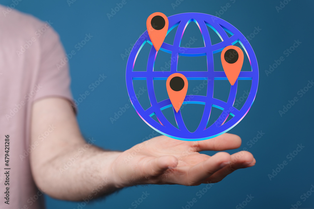 Global telecommunication network around the World with connections ...