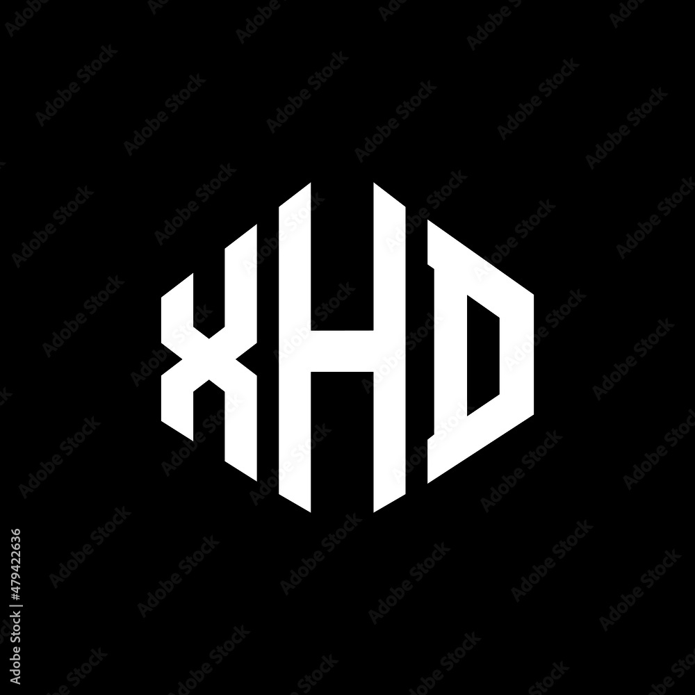XHD letter logo design with polygon shape. XHD polygon and cube shape ...