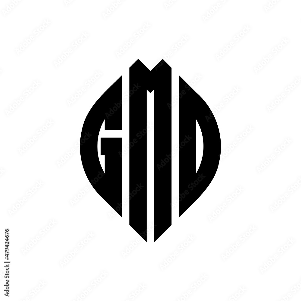 GMD circle letter logo design with circle and ellipse shape. GMD ...