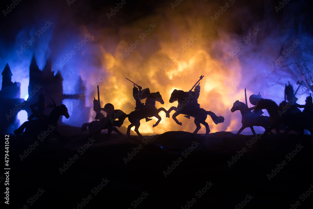 Photo Medieval battle scene with cavalry and infantry, zef art ...