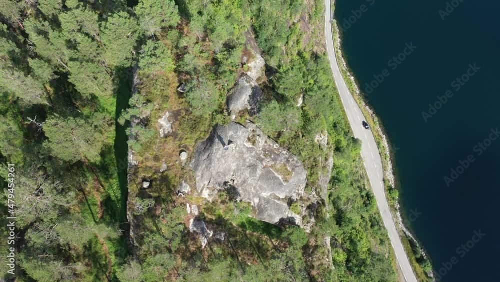 Slottet - The pulpit rock of Modalen Norway - Sideways moving birdseye ...