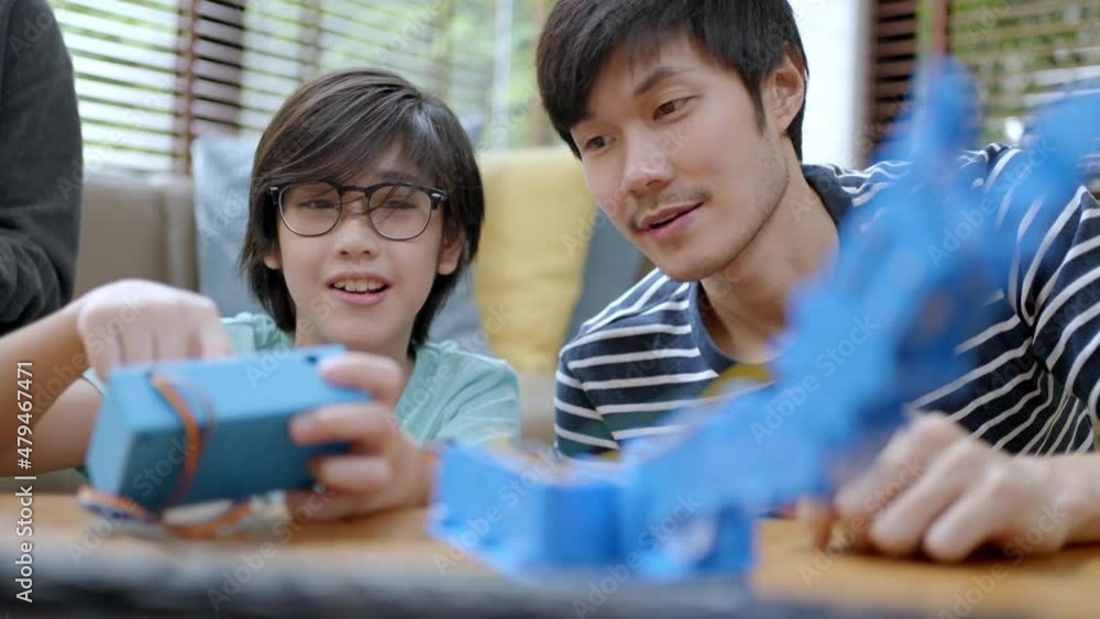 Remote learn online at home concept.asian boy child student remotely ...