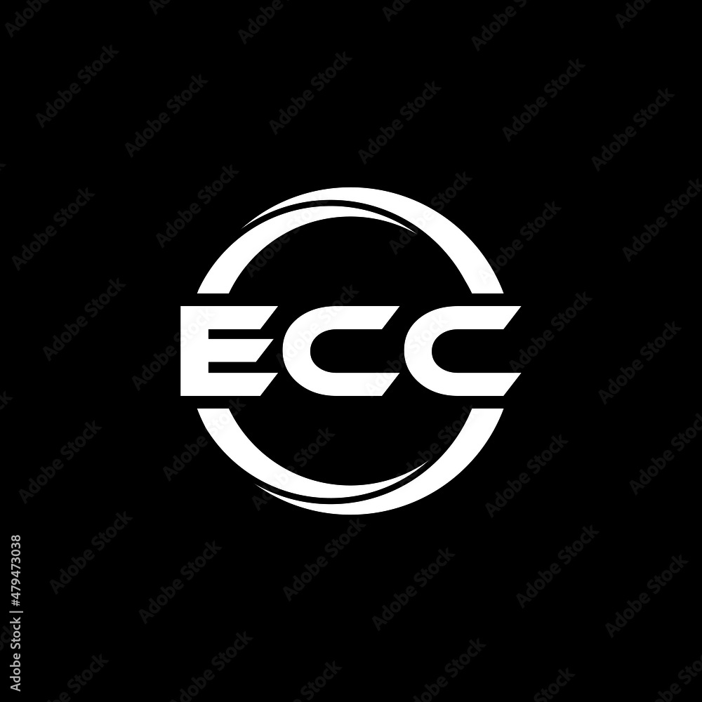 ECC letter logo design with black background in illustrator, vector ...